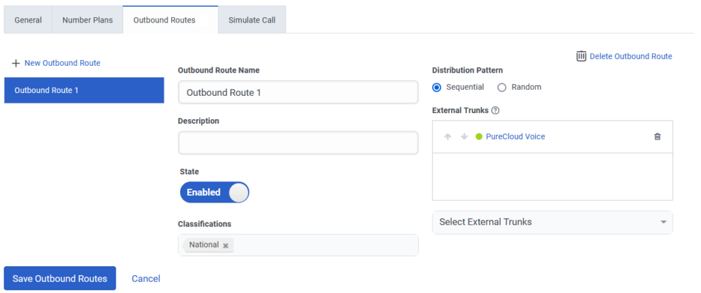 Create an outbound route - Genesys Cloud Resource Center