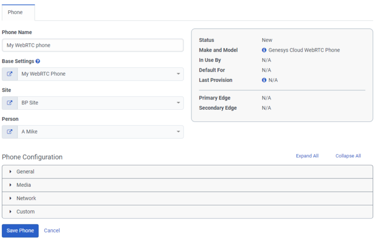 Configure the Genesys Cloud WebRTC phone - Genesys Cloud Resource Center