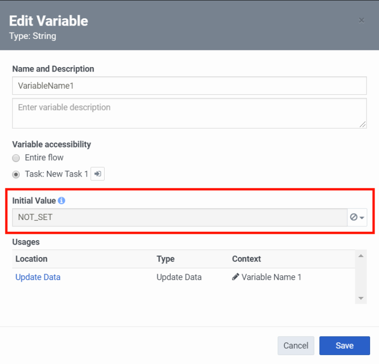 Variable initial values - Genesys Cloud Resource Center