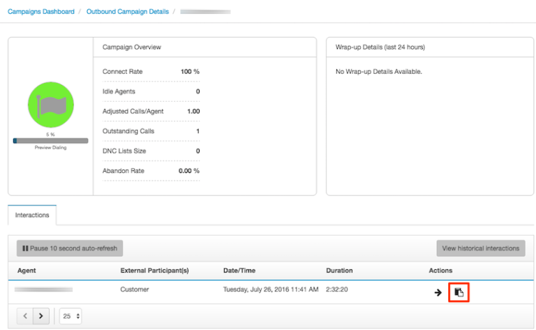 Wrap up calls from the campaign details view - Genesys Cloud Resource ...