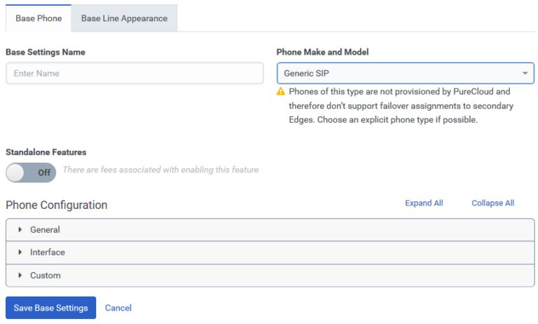 Create base settings for a generic SIP phone - Genesys Cloud Resource ...