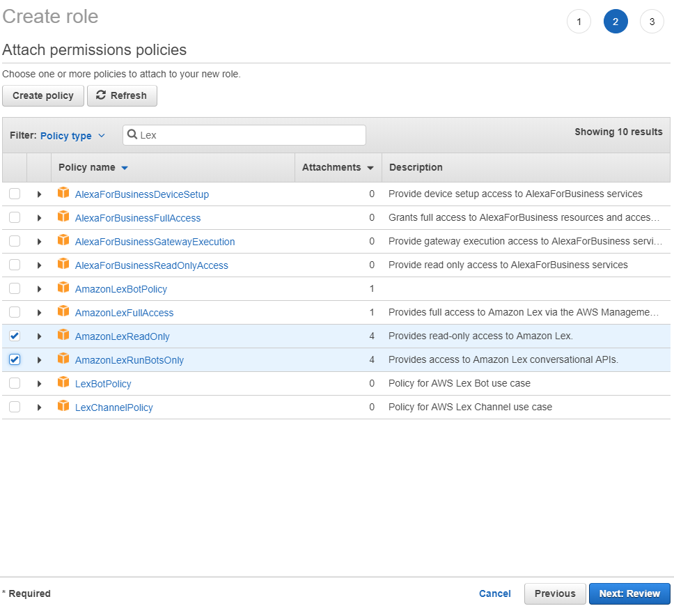 Configure IAM role with permissions for Amazon Lex app - PureCloud ...