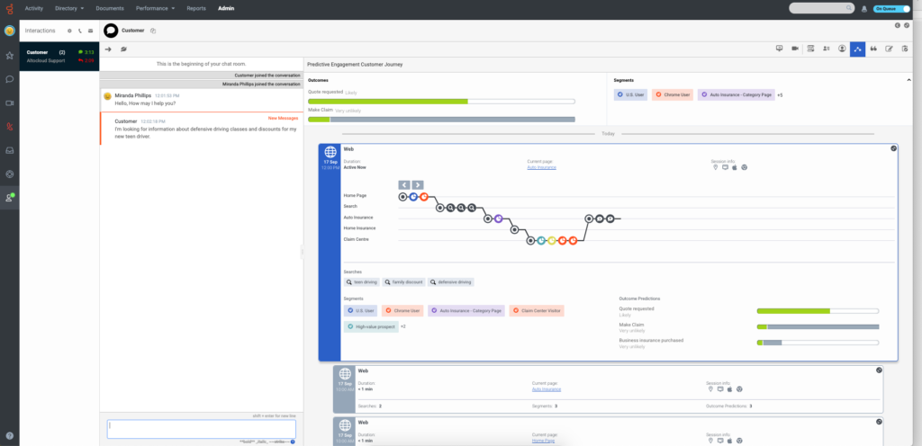 Work with chat interactions with Predictive Engagement - Genesys Cloud ...