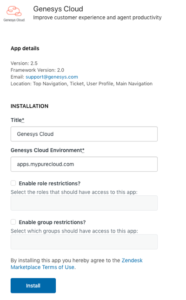 Install Genesys Cloud for Zendesk - Genesys Cloud Resource Center