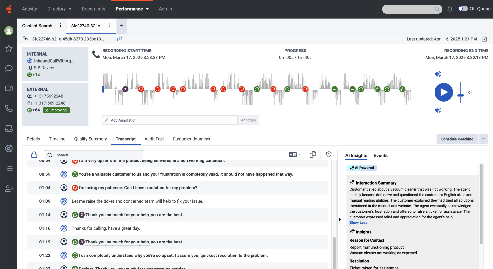 Work with a digital transcript - Genesys Cloud Resource Center