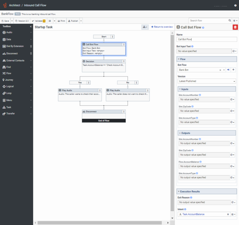 Use Architect to create a bot for an inbound flow - Genesys Cloud ...