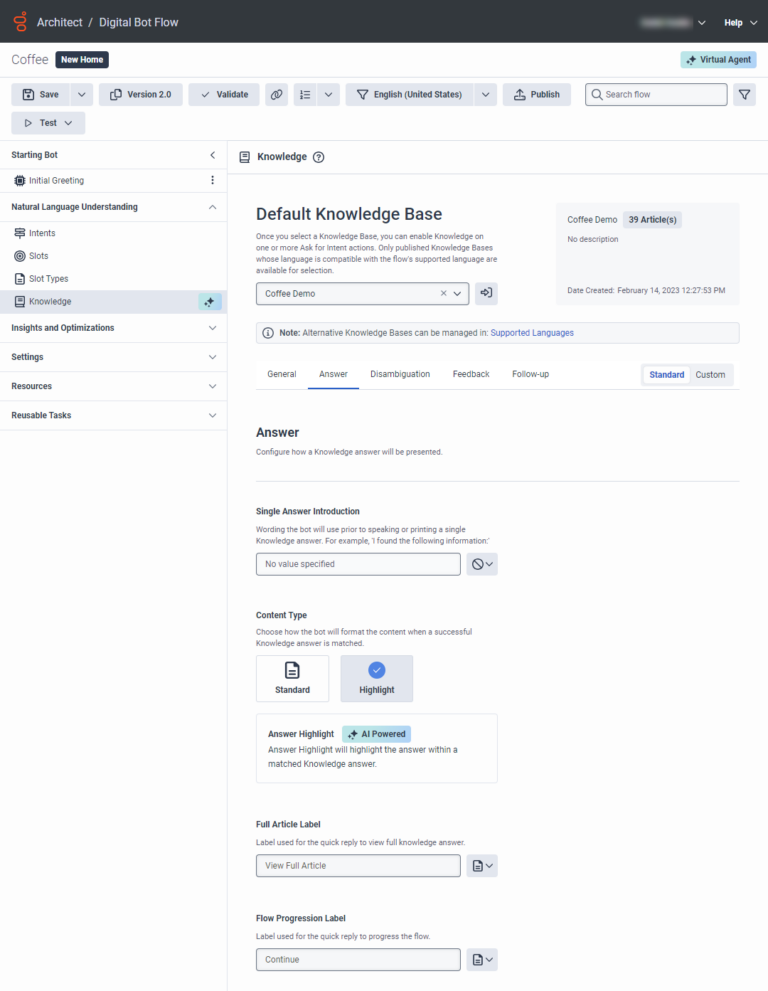 Add knowledge to your bot flow - Genesys Cloud Resource Center