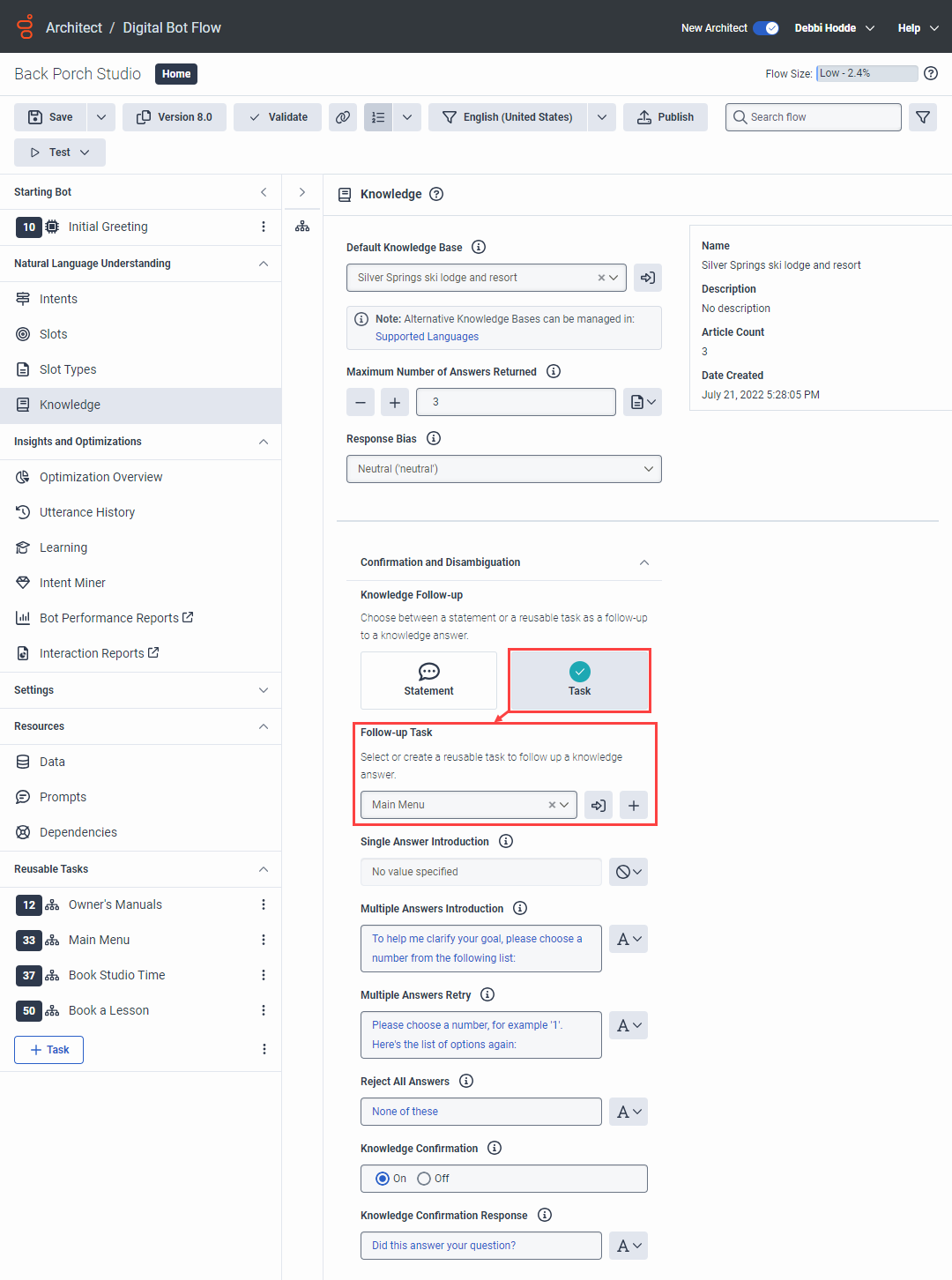 Add knowledge to your bot flow - Genesys Cloud Resource Center