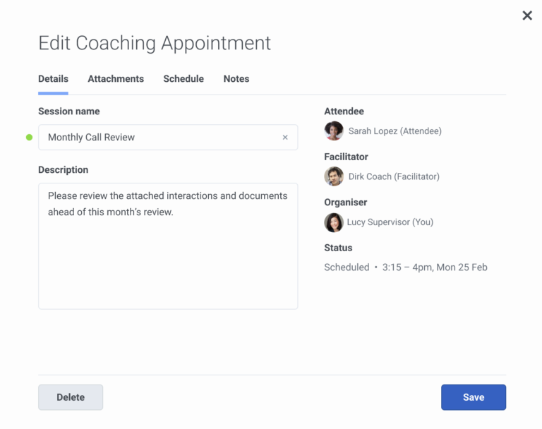 Edit a coaching appointment - Genesys Cloud Resource Center