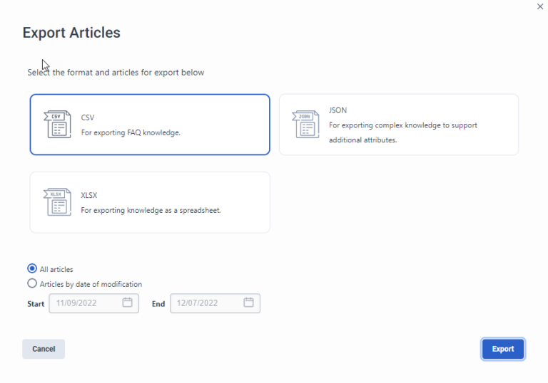 Import or export articles in a knowledge base v2 - Genesys Cloud ...