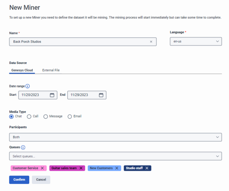 Add a new topic miner - Genesys Cloud Resource Center