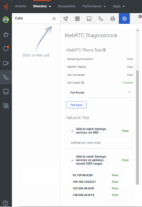 Run the built-in Genesys Cloud WebRTC Diagnostics app - Genesys Cloud Resource Center