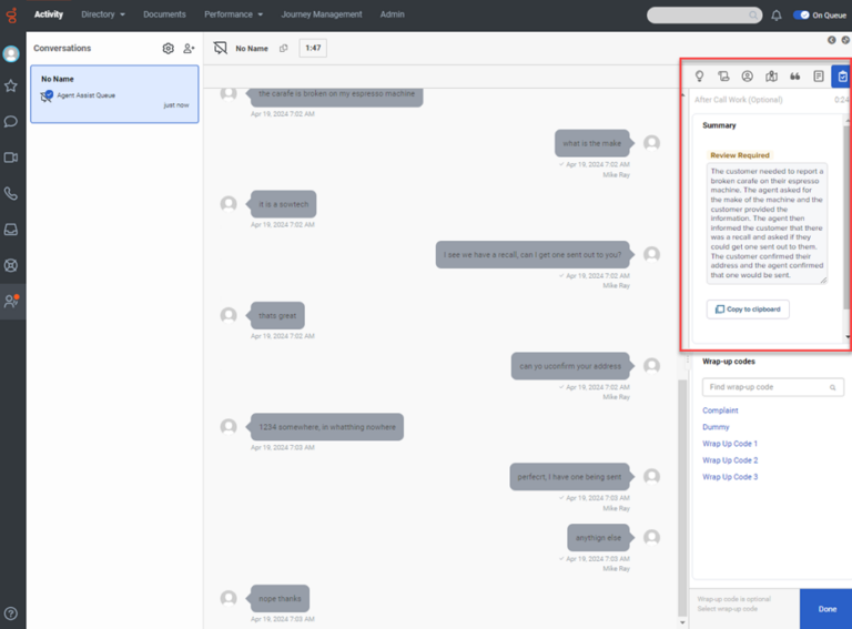 Create a conversation summary with Genesys Agent Assist - Genesys Cloud ...