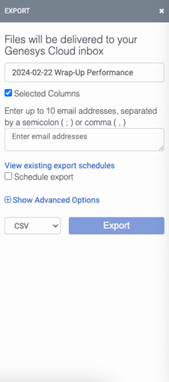 Export panel UI improvements - Genesys Cloud Resource Center