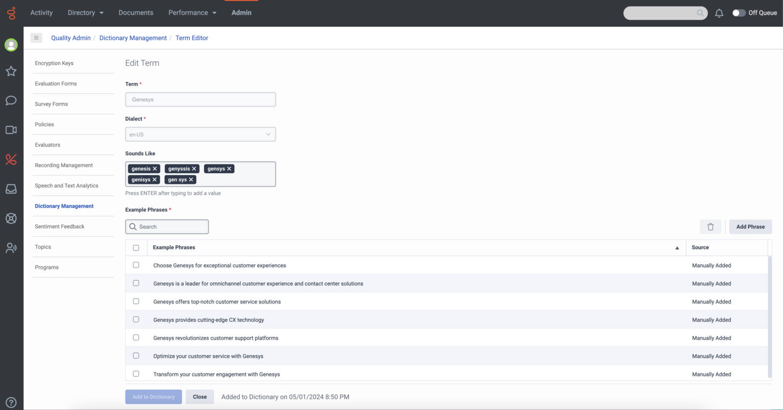 Dictionary management - Genesys Cloud Resource Center